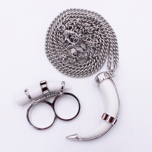 henri bendel | Jewelry | Henri Bendel Horn Double Ring Long Necklace ...
